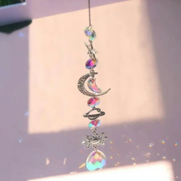 Accents | Sun Moon Stars Planets Galaxy Crystal Sun Catcher Pendant ...